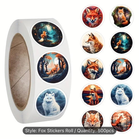 Stickers | Office | 50 Roll Of Fox 0 Different Design Sticker Labels ...